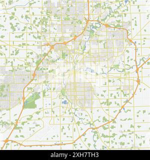 Map of Fort Wayne in Indiana in blue. Contains layered vector with ...