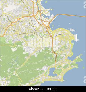 Map of Rio de Janeiro in Brazil in blue. Contains layered vector with ...