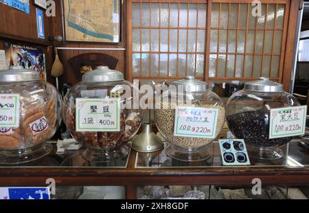 Tokyo May 7 2024: a traditional Senbei store is selling the Senbei ...