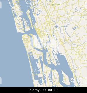 Map of Kochi (Cochin) in India in grayscale. Contains layered vector ...