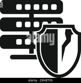 Broken shield icon. Protection failure symbol. Cracked defense shape ...