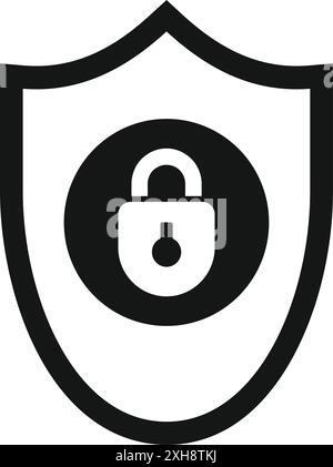 Simple line drawing depicting a shield safeguarding a heart ...