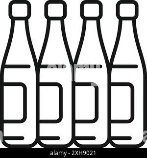 line liquor beverages bottles and glass on table Stock Vector Image ...