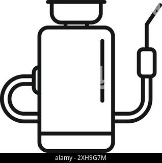 Line drawing of a manual pump sprayer for gardening using insecticide ...