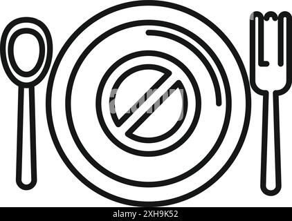 Intermittent fasting icon Black line art vector in black and white ...