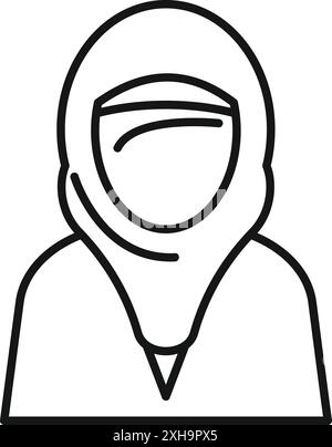 Simple black and white icon of a niqab covering the face, showing only ...