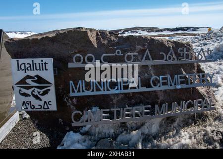 Bilingual Iqaluit Municipal Cemetery sign in English and Inuktitut in ...