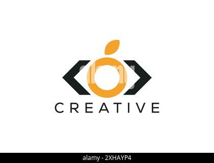 Minimal and professional orange and coding logo design template Stock ...