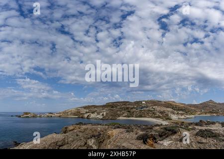A breathtaking coastal landscape in Karistos, Euboea, under a sky of ...