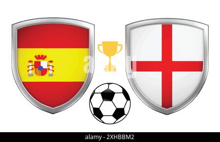 Spain vs England, football championship design with ball in fire. Final ...