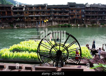 Ancient buildings wood turbine baler or antique architecture wooden ...