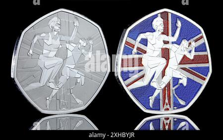 A coloured Team GB 50p coin converted to Black & White. The coin was ...