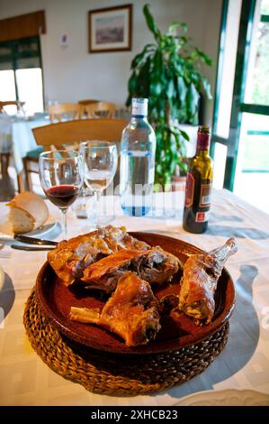 Roast lamb Typical gastronomy of Segovia Castilla Leon Spain Stock ...
