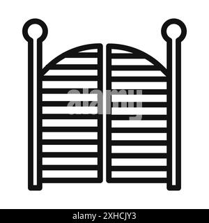 Saloon door icon logo sign vector outline in black and white color ...