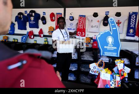 Merchandise for sale at the Reichstag Euro 2024 Fan Zone in Berlin ...