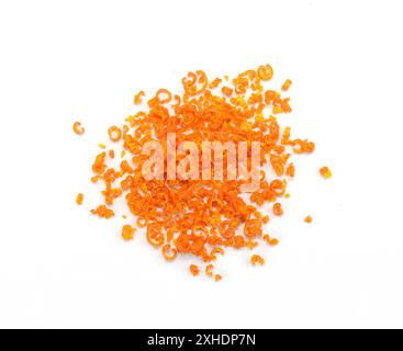 Fresh Orange Zest. Grated Orange Rinds Isolated. Raw Citrus Peel ...