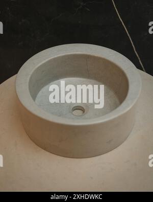 Circular Grey Marble Vanity Table for Modern Interiors Stock Photo - Alamy