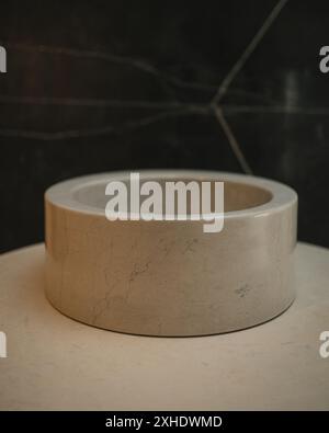Circular Grey Marble Vanity Table for Modern Interiors Stock Photo - Alamy