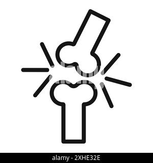 Arthritis knee joint pain icon Black line art vector in black and white ...