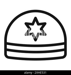 Kippah icon logo sign vector outline in black and white color Stock ...