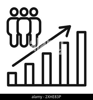 population growth graph icon logo sign vector outline in black and ...