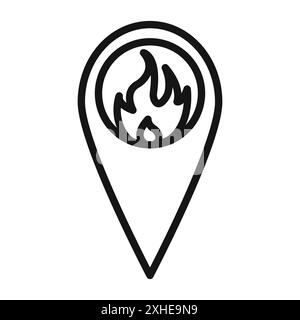 fire location icon Vector symbol or sign set collection in black and ...