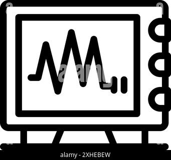 Monitor screen displays heart rate line and solid icon, Healthcare ...