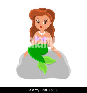 Cute character. Little mermaid. Colorful vector illustration. Cartoon ...