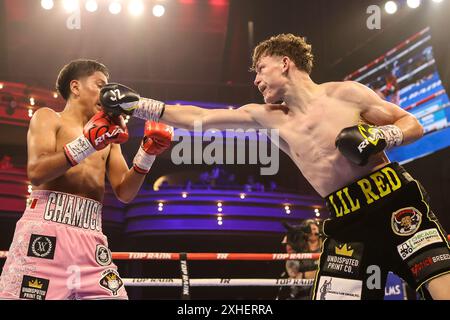 July 13, 2024: (L-R) Javier Zamarron punches Mikey Bracamontes during ...