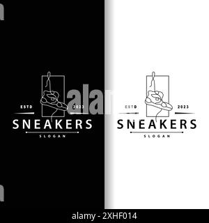Shoe Logo, Minimalist Line Style Sneaker Shoe Design Simple Fashion ...
