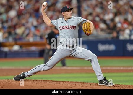Cleveland Guardians pitcher Cade Smith works out during spring training ...