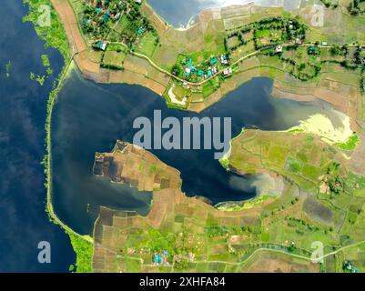 Aerial view of Turag River, Savar. Bangladesh 29-05-2024. After rain ...