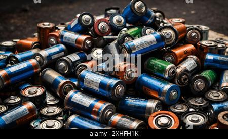 A pile of old lithium batteries recycled Stock Photo - Alamy