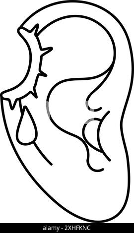 Wounded ear. bullet hole. Injured human ear with blood drops. a sense ...