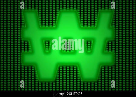 Green ₩ symbol on a background composed of hundreds of ₩ symbols Stock ...