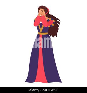 Fairy tale of rescuing princess vector illustration. Cartoon horseman ...