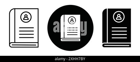Biography icon Vector symbol or sign set collection in black and white ...