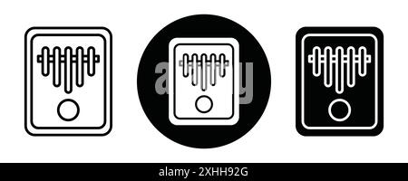 Kalimba Icon Vector symbol or sign set collection in black and white ...