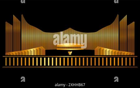 Gold symbol golden illustration of IKN ibu kota Nusantara Indonesia new ...