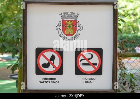 No smoking and high heels signs, danger of falling. With coat of arms ...