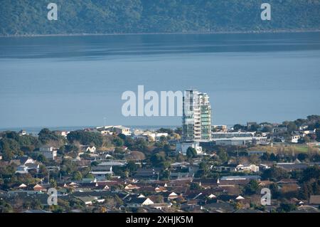 View of Paraparaumu beach and Kapiti island, Kapiti, New Zealand Stock ...
