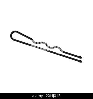 Bobby pin icon Black line art vector in black and white outline set ...