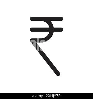 Indian rupee icon Black line art vector in black and white outline set ...