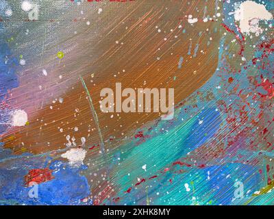 Texture and strokes of multi-color acrylic paint with sparkles on a ...