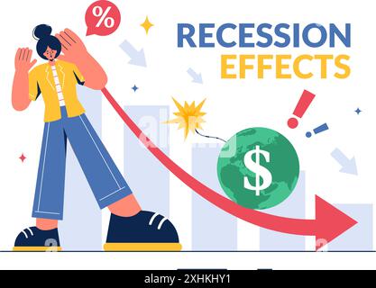 Impact of inflation on decline in income vector illustration. Cartoon ...