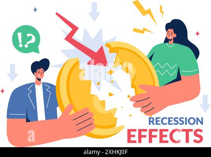 Vector Illustration of Recession Effects Showing the Impact on Economic ...