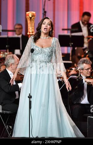 American opera singer Nadine Sierra performs before the arrival of the ...