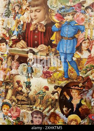 Victorian decoupage showing children Stock Photo - Alamy