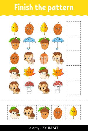 Complete the mushroom. Vector Autumn drawing practice worksheet ...
