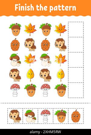 Complete the mushroom. Vector Autumn drawing practice worksheet ...